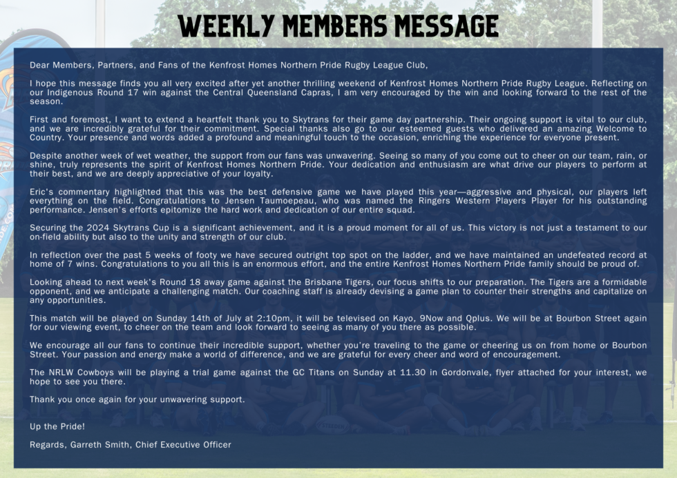 Northern Pride | Cairns - Semi- Professional Rugby League Football Club